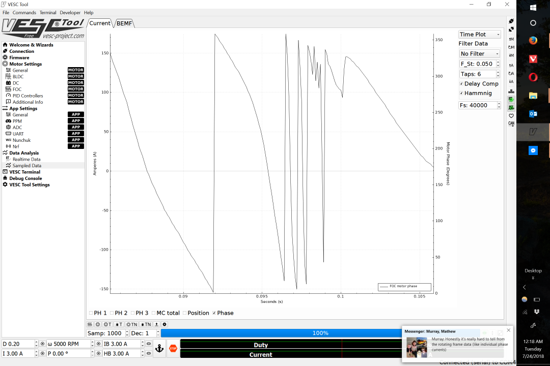 foc observer/phase loosing track at phase current limit | VESC Project